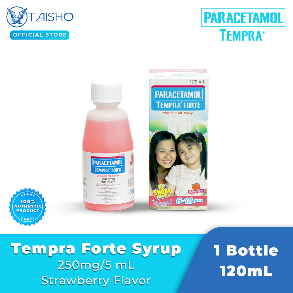 Tempra Forte 250mg/5ml Syrup Strawberry 120ml 1's | Shopee Philippines