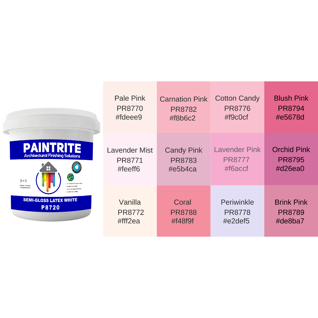 Paintrite Gloss Latex Paints 4L Color Palette #7 | Shopee Philippines