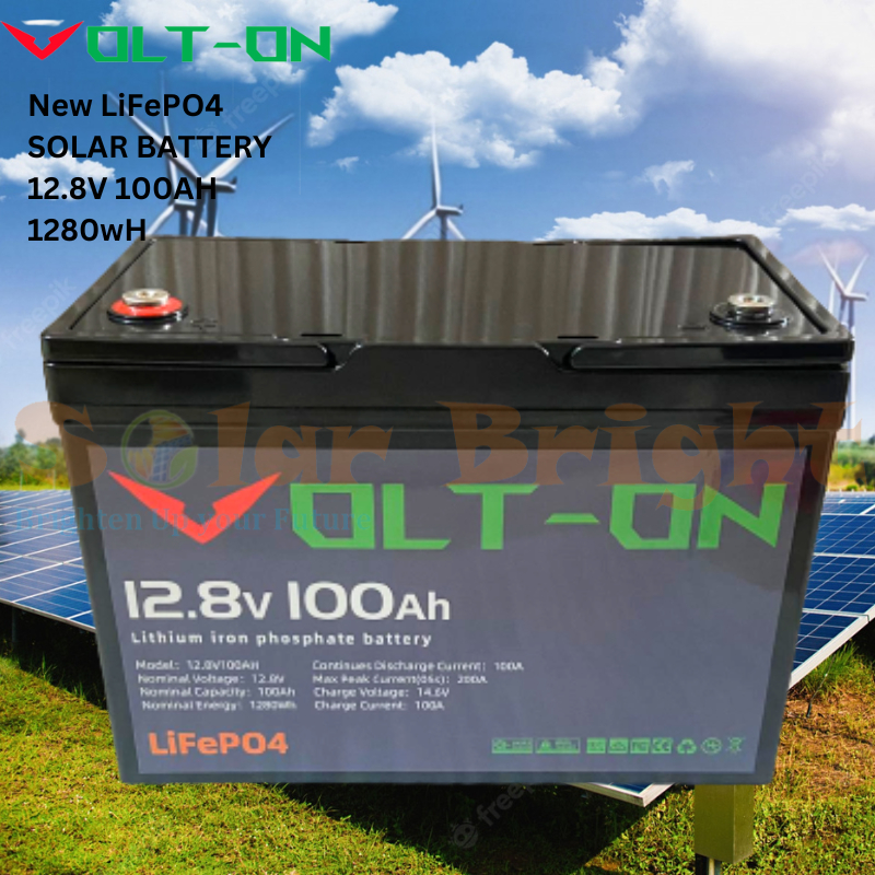 BRANDNEW Solar Battery Lifepo4 12.8V 50AH 100AH VOLT-ON with Built-In ...