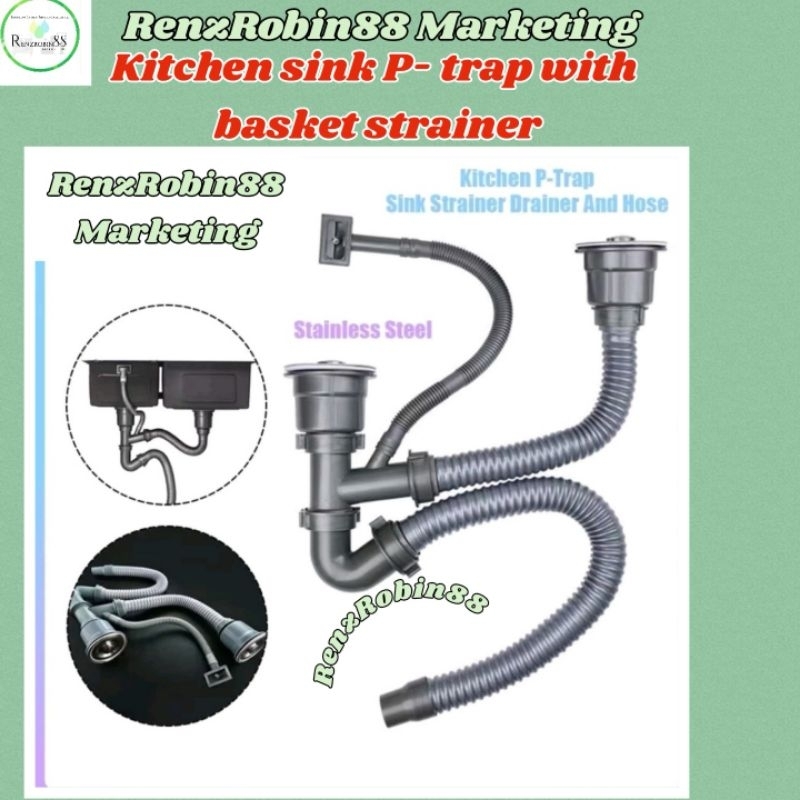 Kitchen Pvc P-trap 1 1/2" double & single with strainer | Shopee ...