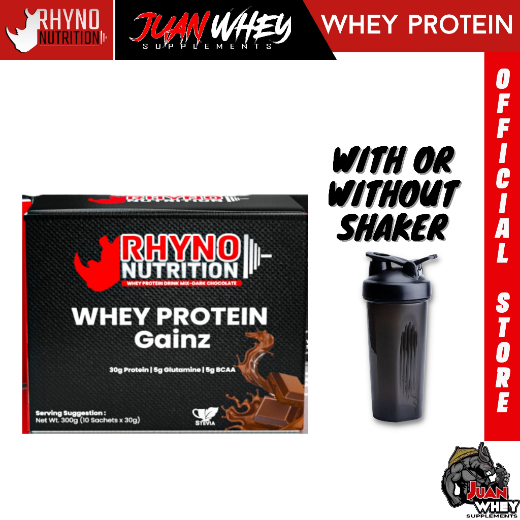 RHYNO NUTRITION WHEY PROTEIN GAINZ 10 SACHETS | Shopee Philippines