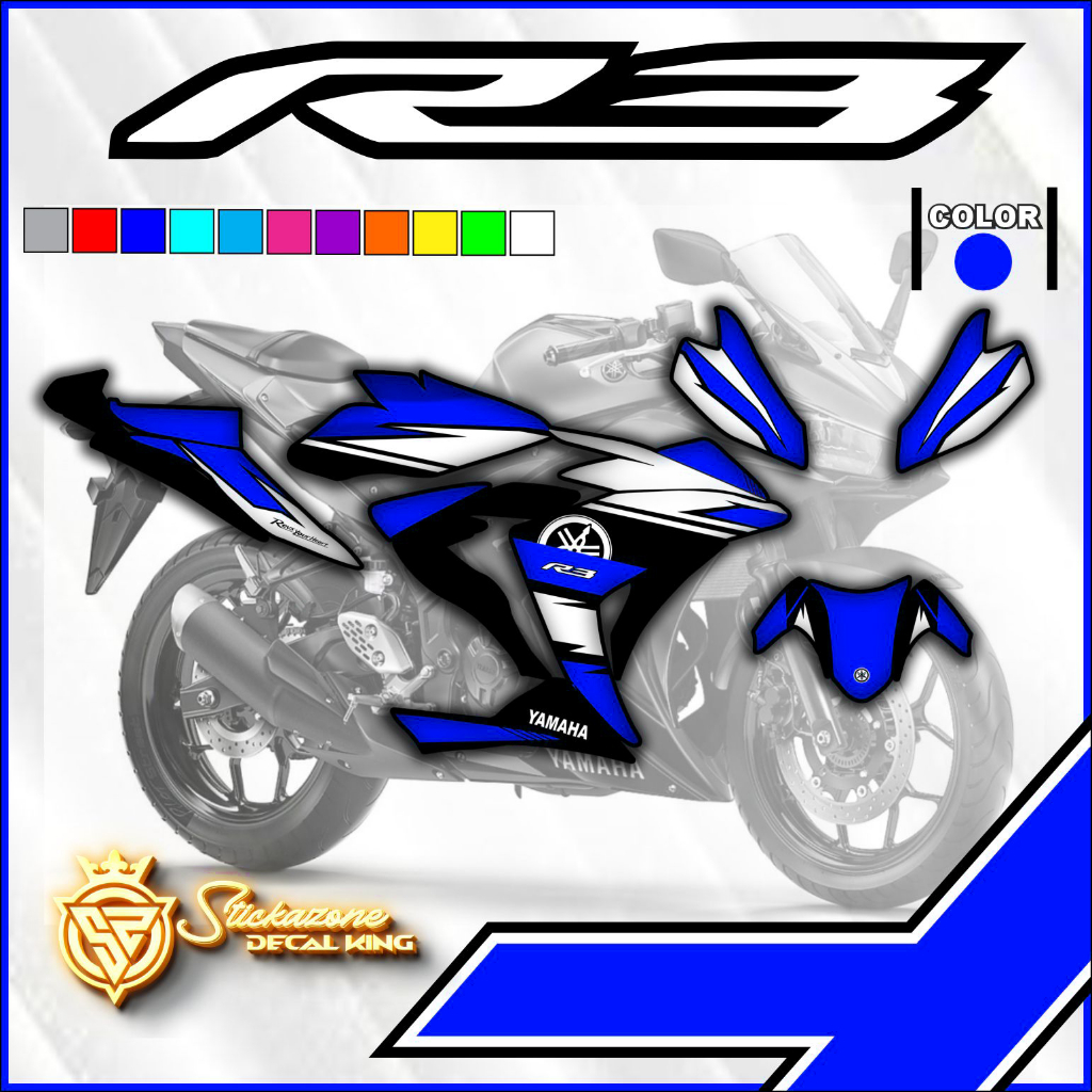 YAMAHA R3 V1 LINING FULL STICKER DECALS PRINTED LAMINATED STICKAZONE ...
