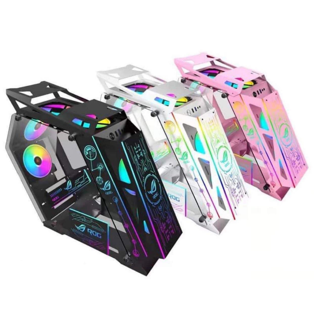 Case Cyborg Robot Tempered Glass with Panel Lights [FANS, REMOTE AND ...