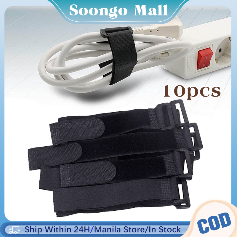 10PCS Fasten Cable Straps Adjustable Nylon Buckle 30/40mm Self Adhesive ...