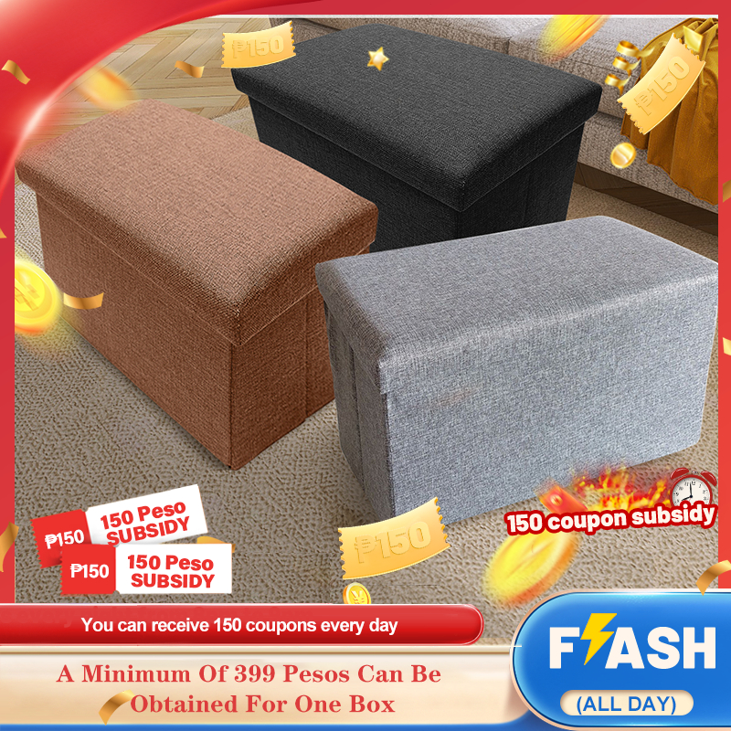 【Big size】Storage Box Ottoman Foldable Chair Storage Stool Footrest ...