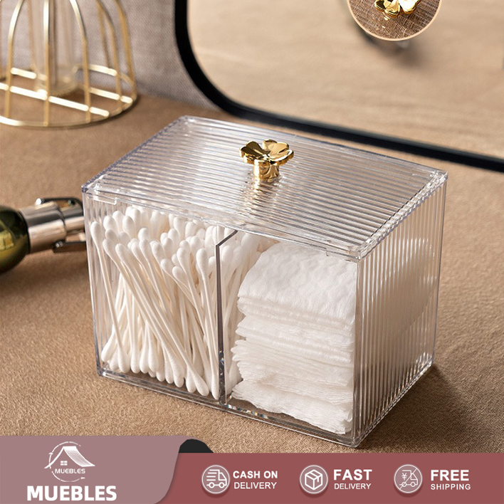 Transparent Single Tier Puff Storage Box Jar Cosmetic Makeup Organizer ...