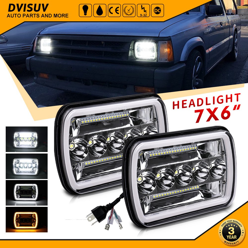 Led Hi/Low Drl Amber Turn Light Square Headlight 60W 5X7 Inch Square ...
