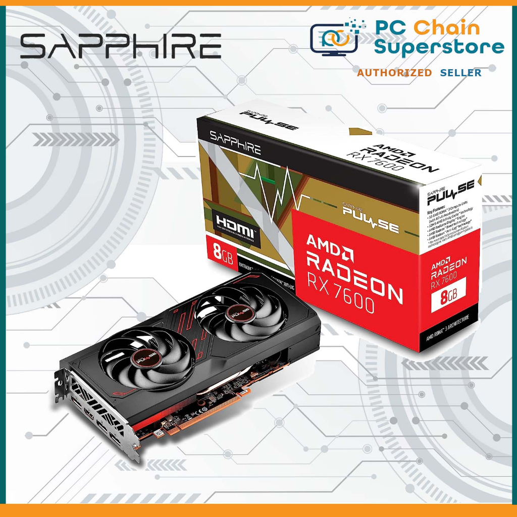 Sapphire Pulse AMD Radeon RX 7600 Gaming OC Graphics Card 8GB GDDR6 ...