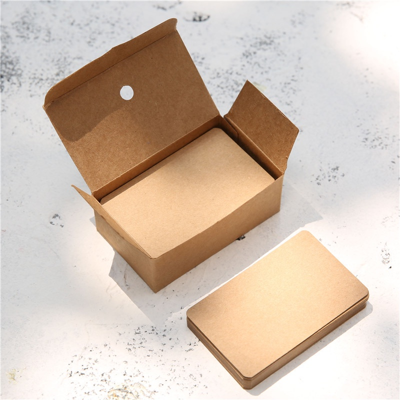 100 Sheets Boxed Solid Color Kraft Cards Student Portable Blank Word ...