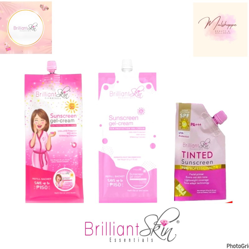 Brilliant Skin Sunscreen Gel Cream Classic 50g | Sunscreen Gel Cream Pink 50g | Tinted Sunscreen ...