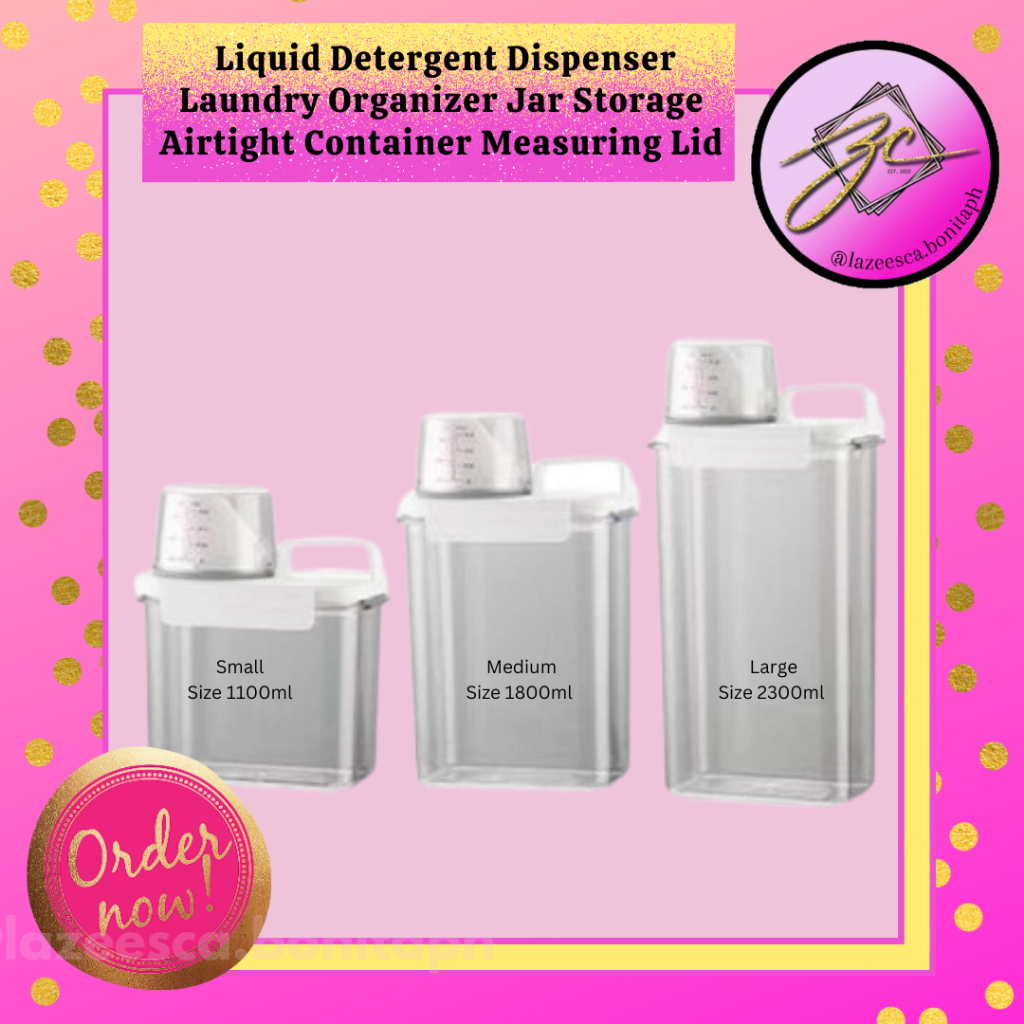 Liquid Detergent Dispenser Laundry Organizer Jar Storage Airtight ...