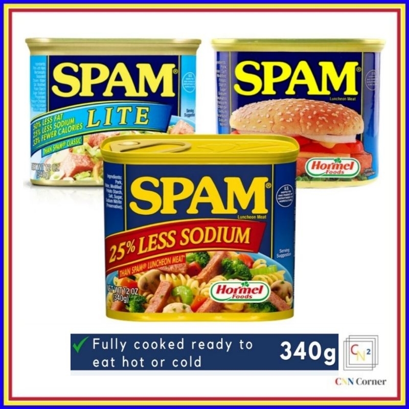 HORMEL SPAM Luncheon Meat in can 340g Classic Lite Less Sodium | Shopee ...
