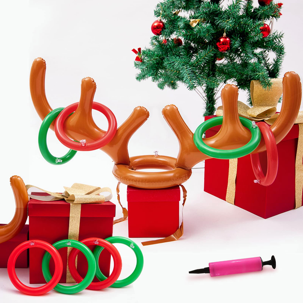 Inflatable Reindeer Antler Ring Toss Christmas Party Game Hat for Xmas ...