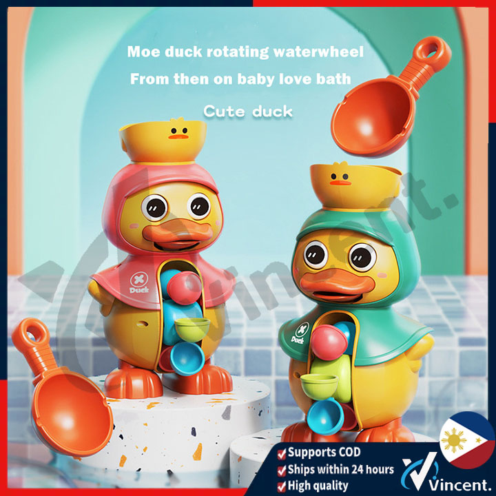 Cute Duck Water Wheel Rotating wheels Bath toys for Children | Shopee ...