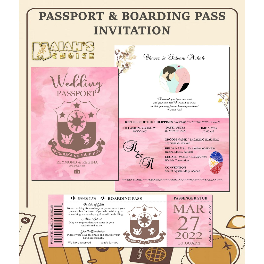 MC MATTE PASSPORT | PASSBOOK | BOOKLET AND BOARDING PASS INVITATION ...