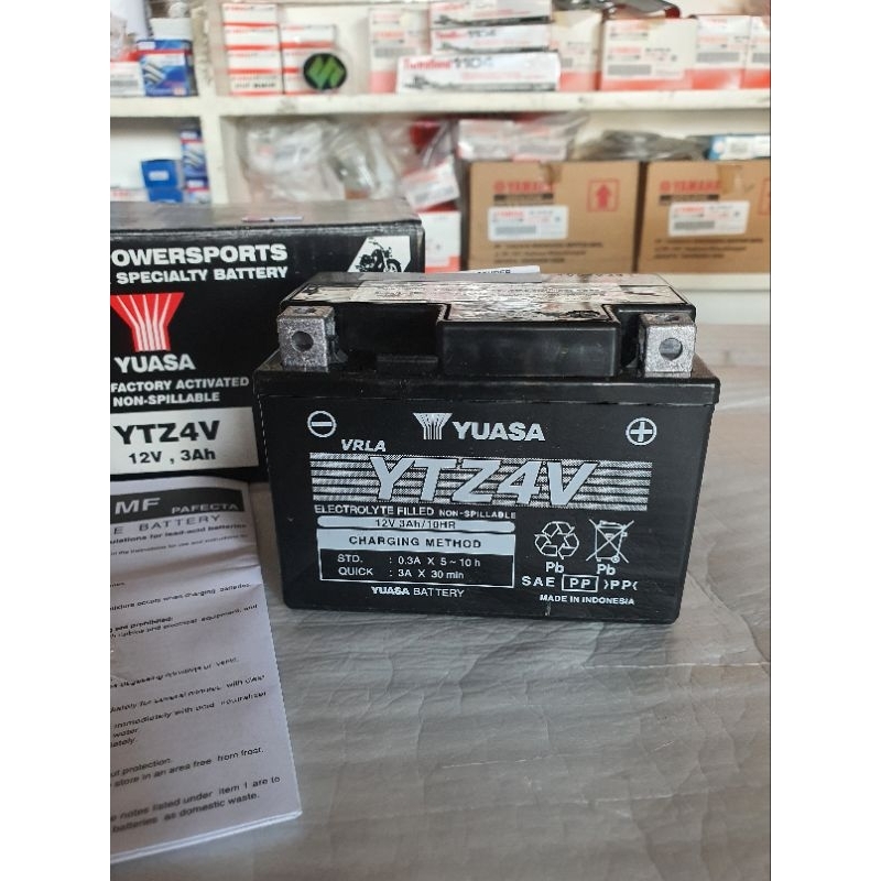 YUASA BATTERY YTZ4V ORIG. MADE IN INDONESIA DIMENSION L-113 W-70 H- 85 ...