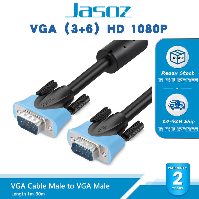 Jasoz 1080P VGA Cable 3+6 15 Pin VGA to VGA for HD PC Monitor Projector ...