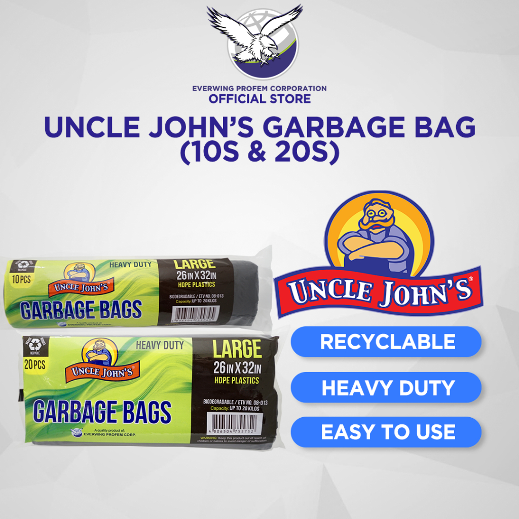Uncle John's Garbage Bags (Plastic Bags, Trash Bags) | Shopee Philippines