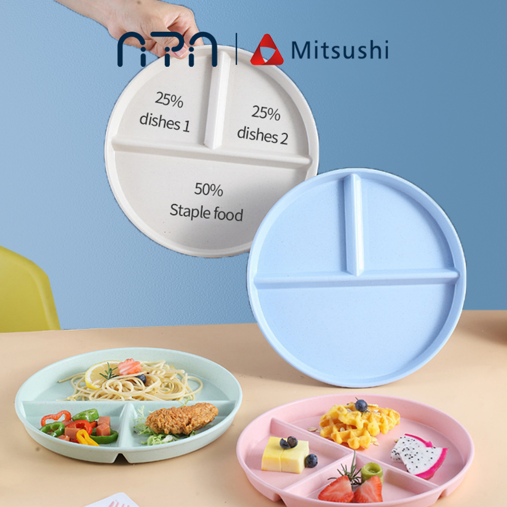 Nipiin Plastic plate Breakfast Plate Divided Portable Picnic Tray ...