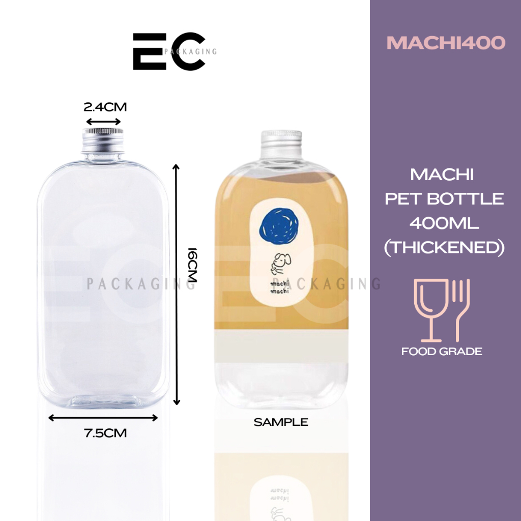 [EC] Machi PET Plastic Bottle 400ML 500ML Capacity W/Aluminum Cap For ...