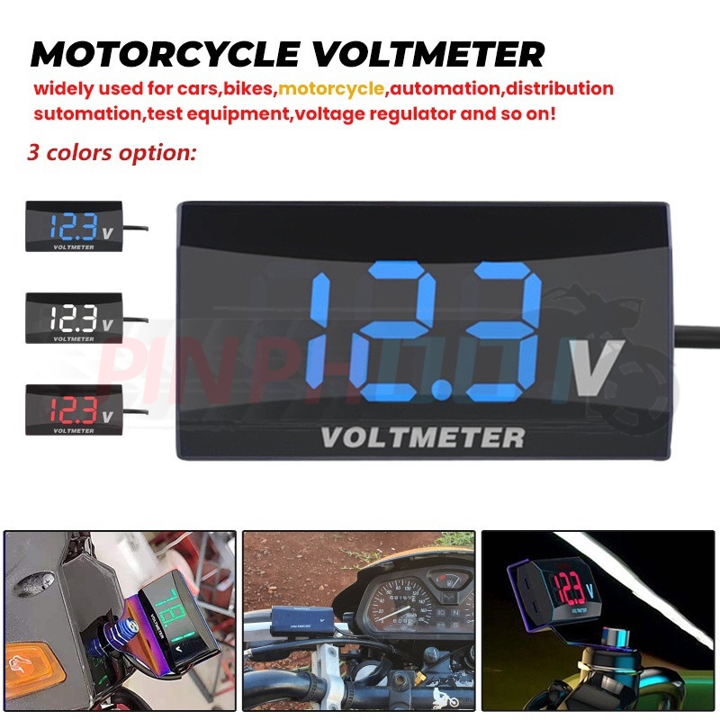 Motorcycle/Car LED Voltmeter 12V Waterproof | Shopee Philippines