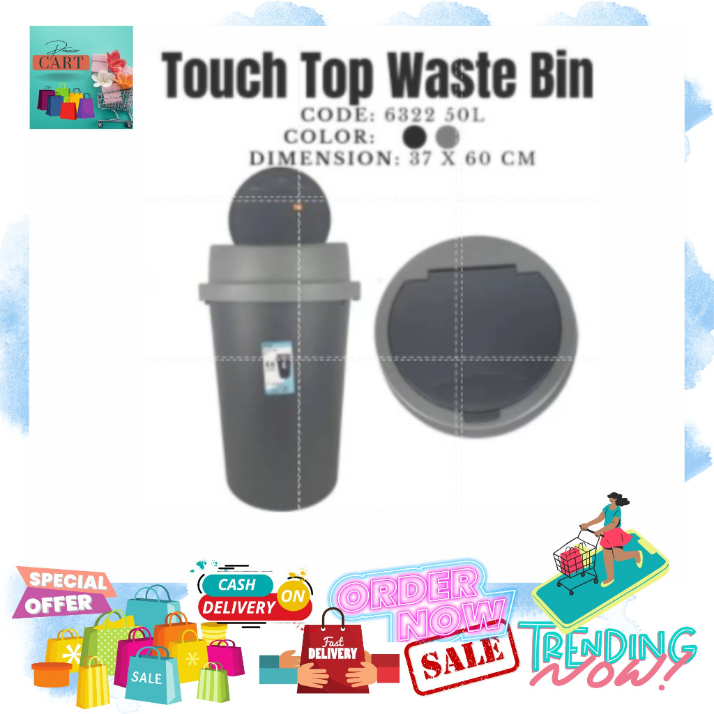 TOUCH TOP WASTE BIN/WASTEBIN/ TRASH BIN | Shopee Philippines