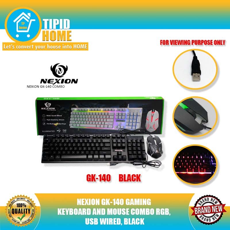 NEXION GK-140 GAMING KEYBOARD AND MOUSE COMBO RGB, USB WIRED, BLACK ...