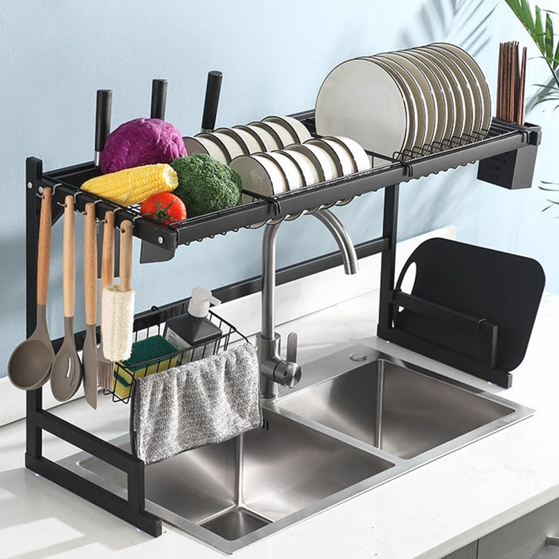 85cm Stainless steel black Sink Rack Kitchen Storage Countertop ...
