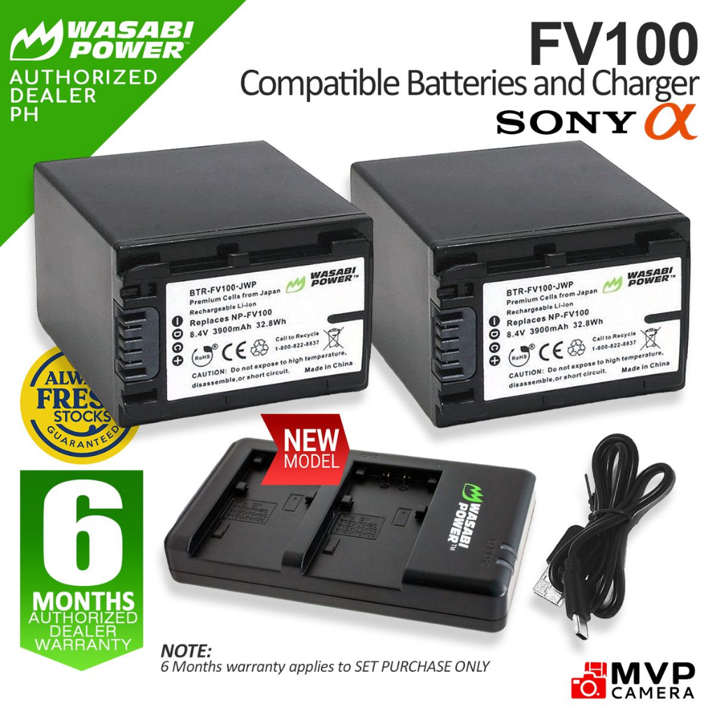 [AUTHORIZED PH] WASABI POWER NP-FV100 FV100 Battery Charger for Sony DCR-SR15 SR21 SR68 SR88 ...