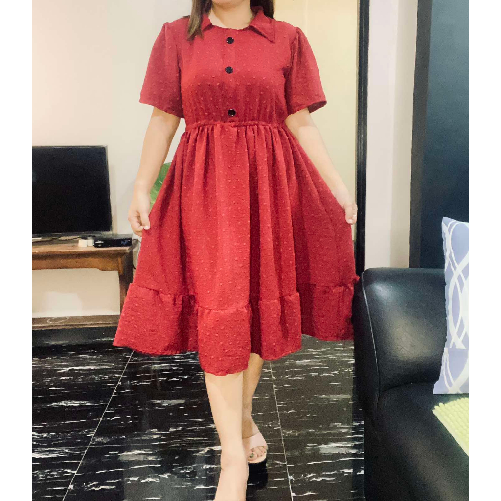 Alexa Swiss Dots Dress (Fit up to large) | Shopee Philippines