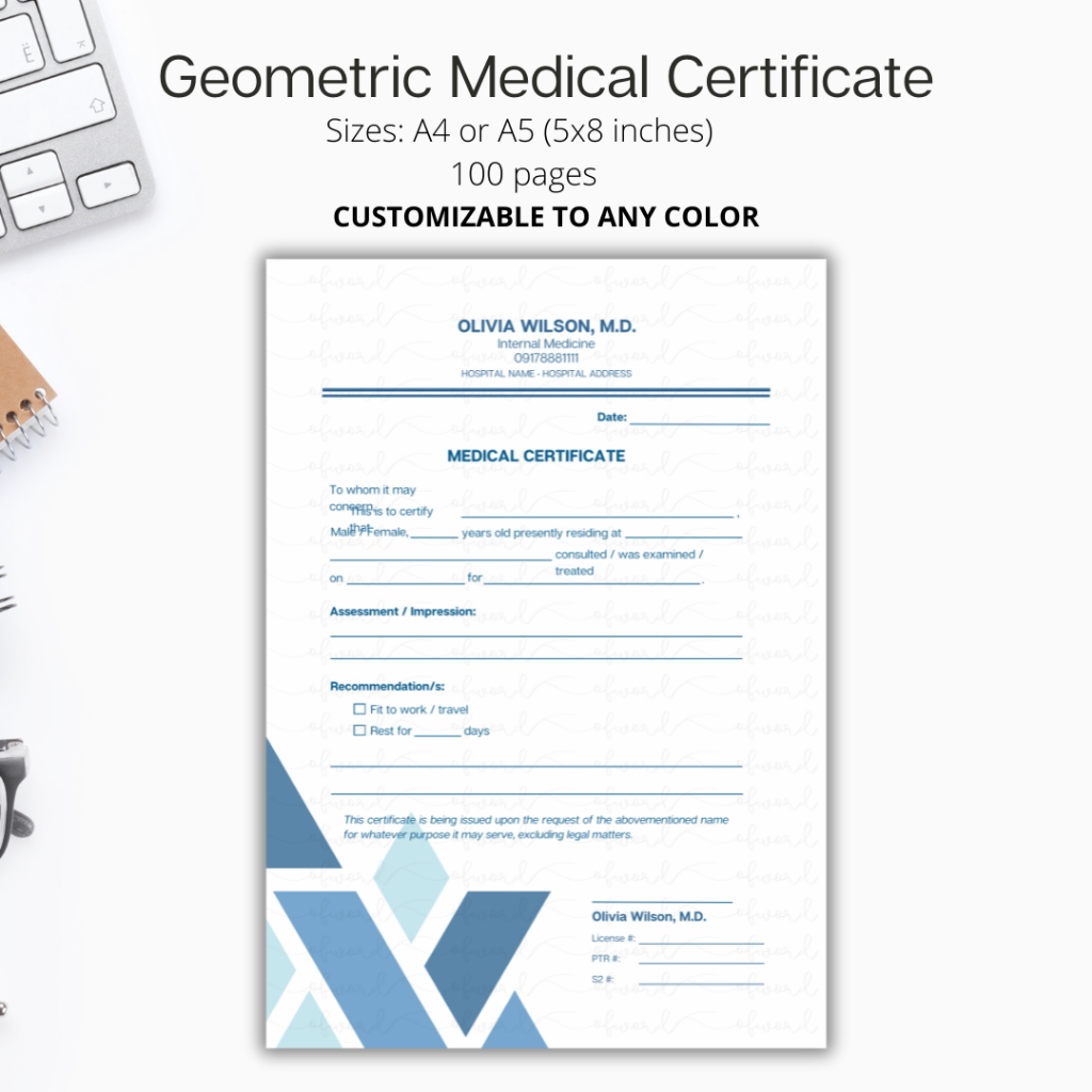 Geometric Medical Certificate Personalized Customizable RX certificate ...