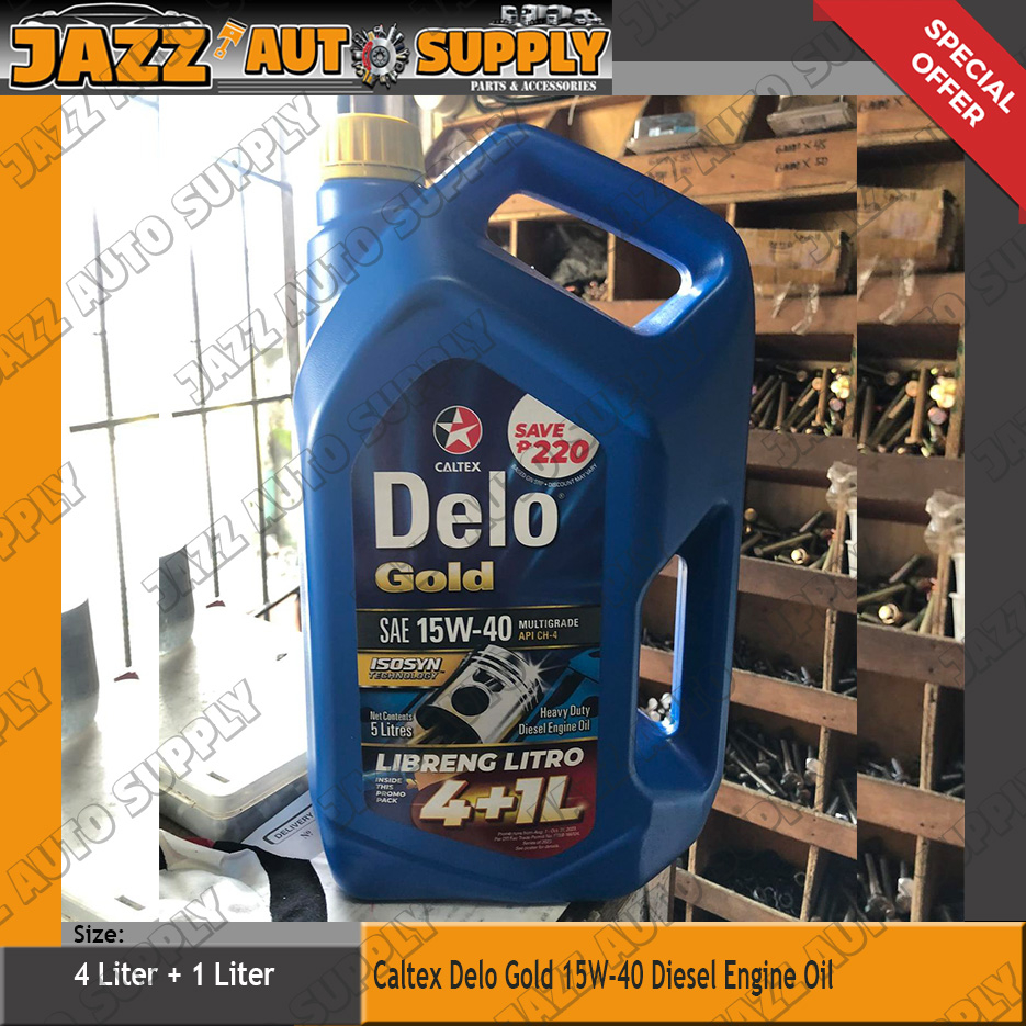 Caltex Delo Gold Multigrade SAE 15w-40 For Diesel Engine Oil Heavy Duty 4Liter with free 1 Liter ...