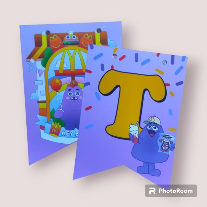 Grimace Theme Birthday Party Banner Cupcake Cake Topper Decoration ...