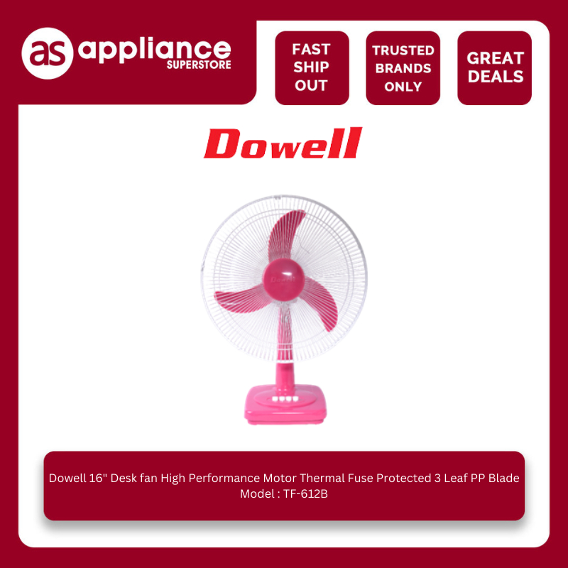 Dowell16" Desk fan 3 Leaf PP blade 3 Speed Push Button Switch 60 Watts ...