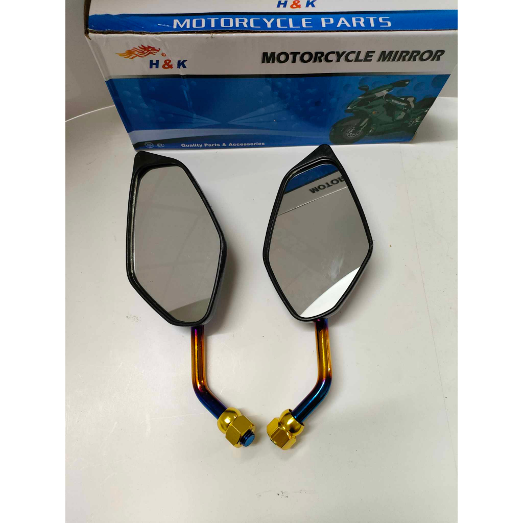 FJS Moorcycle HK246 2 tone Titanium carbon side mirror short stem (small) Honda/Yamaha | Shopee ...
