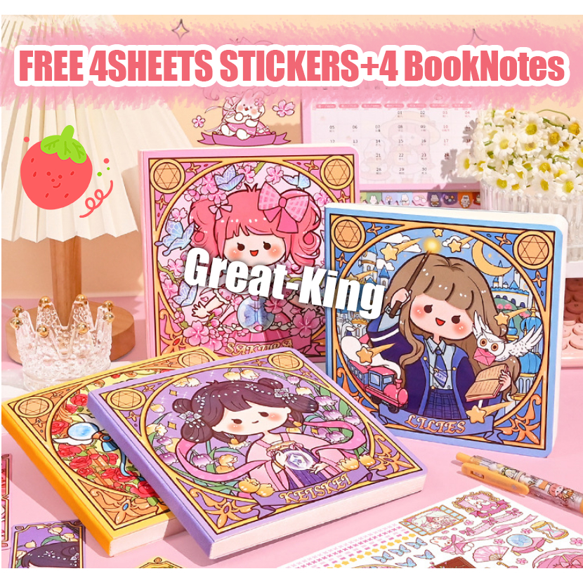 Great-King Cutie Girl Notebook Student DIY Cartoon Cute Handbook With ...