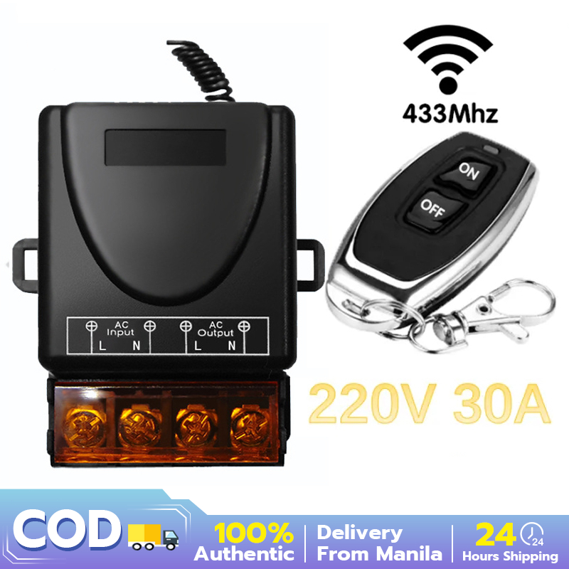 433MHz 220V Water Pump Remote Control Switch 1Ch 30A Receiver Module ON ...