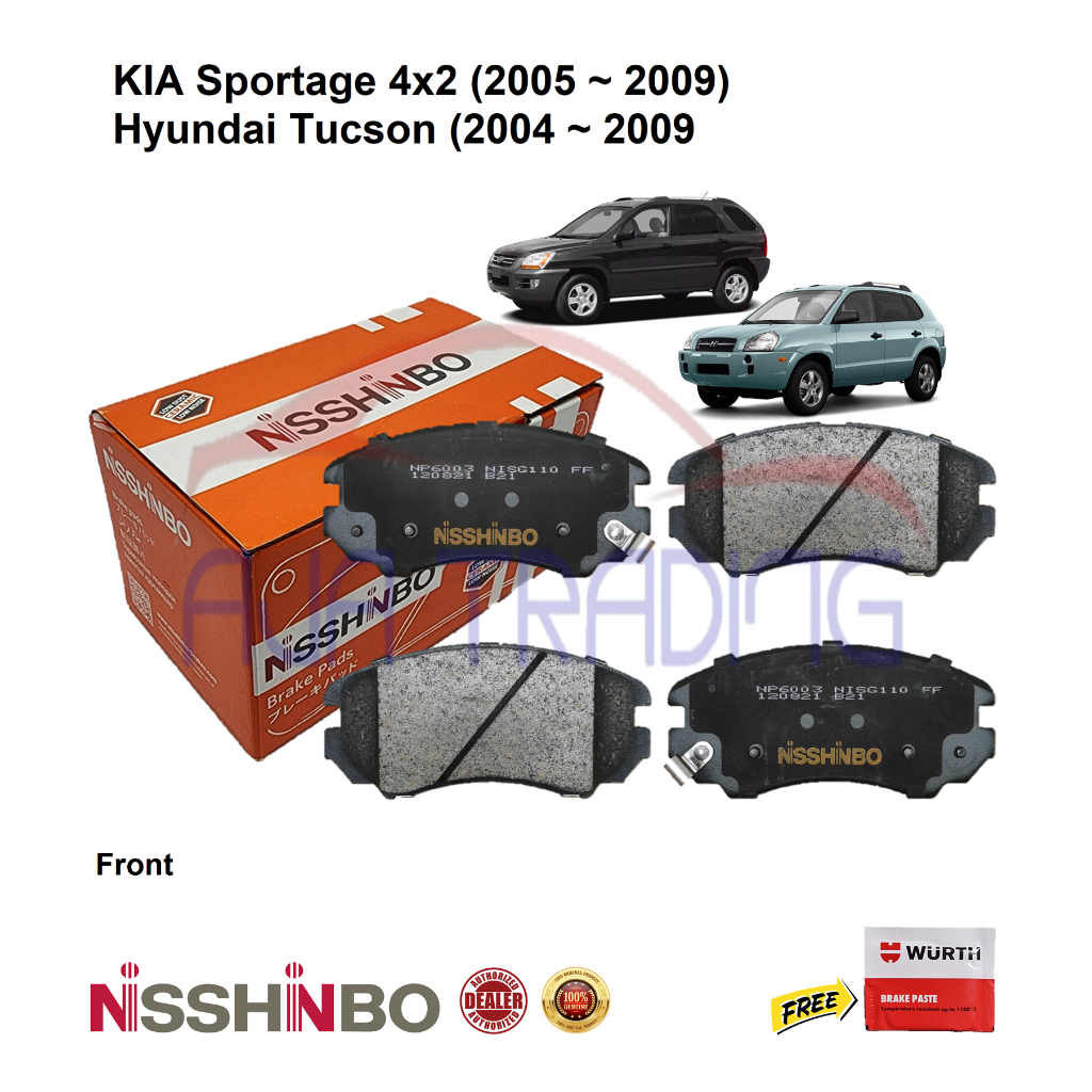 Genuine Nisshinbo Front Brake Pads for KIA Sportage 4x2 (2005 ~ 2009 ...