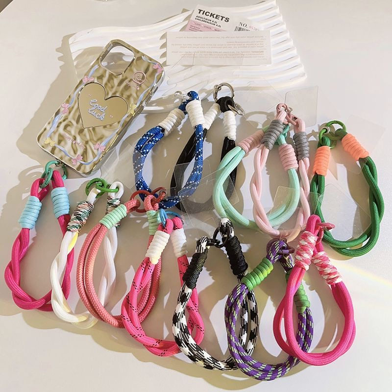 colour woven mobile phone lanyard wrist rope key chain | Shopee Philippines