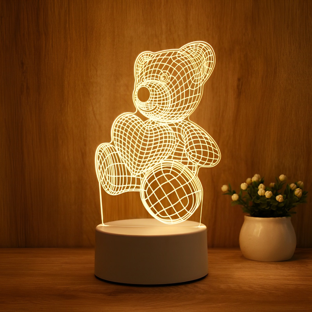 3D Night Lamp Acrylic LED light Girlfriend Birthday Gift Bedroom Table ...