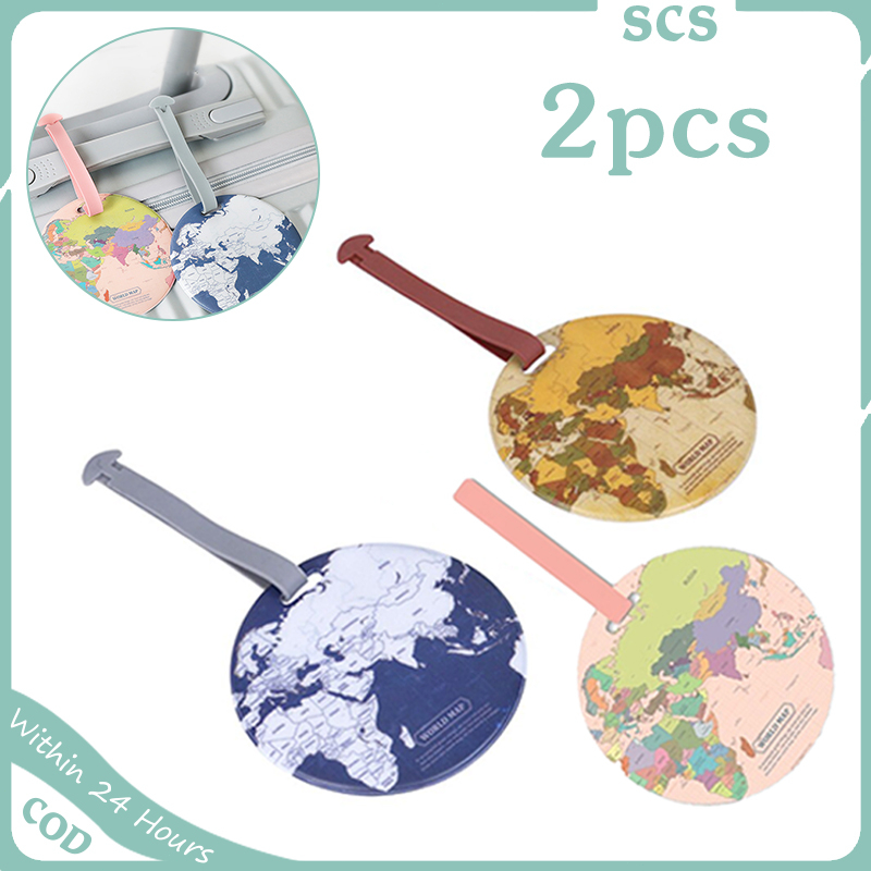 2pcs World Map Luggage Tags ID Label Address Card Travel Bag Baggage ...