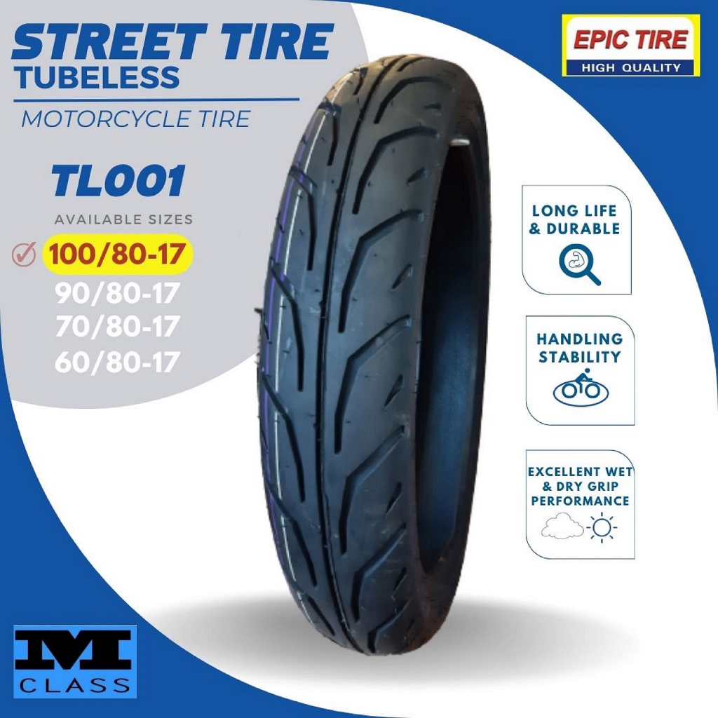 R17 TL001 STREET TIRE TUBELESS FOR SNIPER, ROUSER, RAIDER, WAVE - EPIC ...
