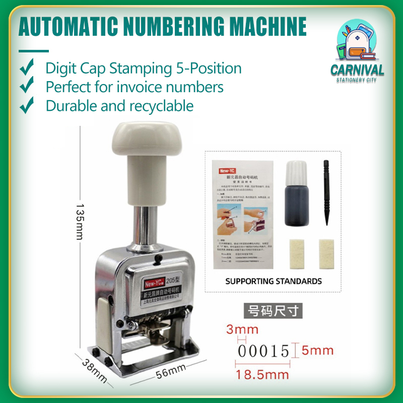 Numbering Machine stamp Self inking Automatic Numbering machine Digit Cap Stamping 5-Position ...