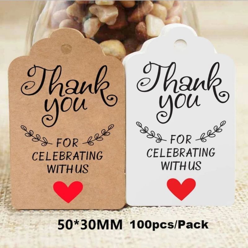 100pcs Kraft Tags Thank you for celebrating Label Handmae | Shopee ...