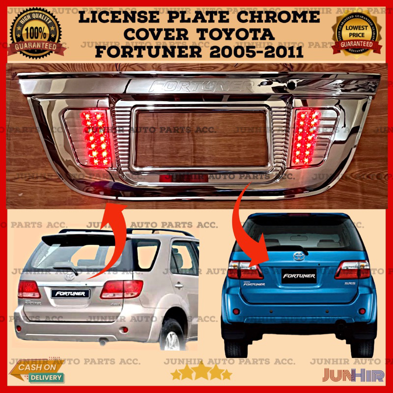 TOYOTA FORTUNER LICENSE PLATE CHROME COVER WITH BREAK LIGHT 2005 2006 ...