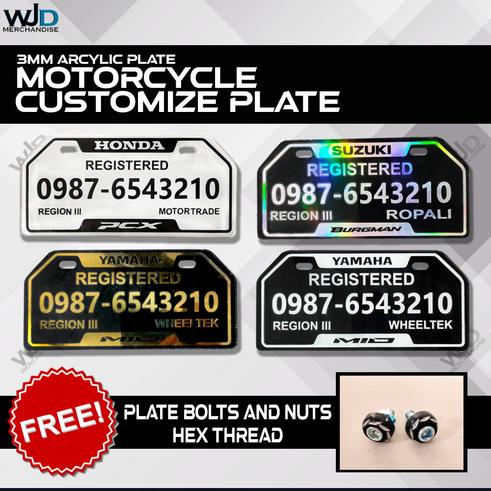 3mm Acrylic Motorcycle Acrylic License Plate (FREE PLATE BOLTS AND NUTS ...