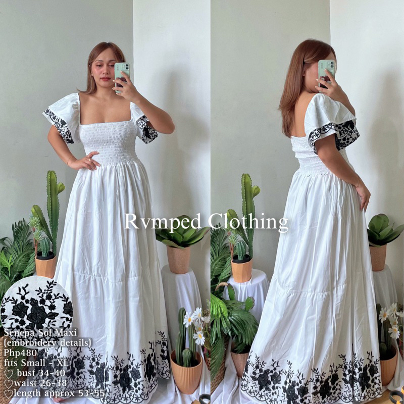 RVMPED Sol Printed Senepa Maxi Dress details on end skirt Full Smocking ...