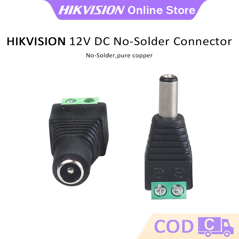 Hikvision 12V DC Male/Female CCTV Power Connector No-Wold Pure Copper ...