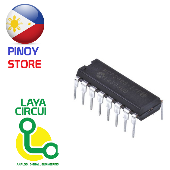 MCP3008 10-bit ADC IC 16 pins SPI interface compatible with Raspberry Pi , Arduino or other MCU ...