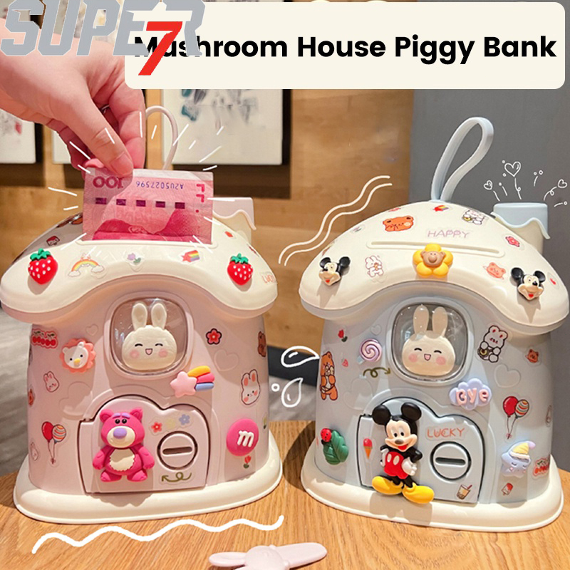 Alkansya with Lock and Key Coin bank Cute Piggy Bank Money Box Cartoon ...